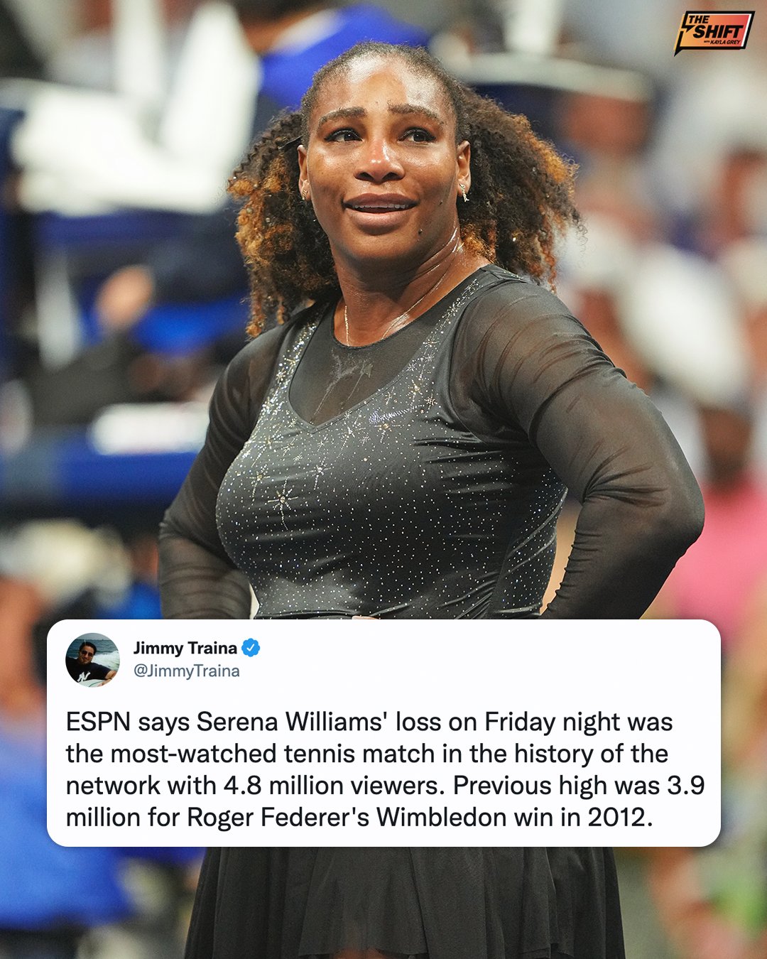 THE SHIFT on Twitter: "Serena's farewell at the US Open was the most-watched tennis match in ...