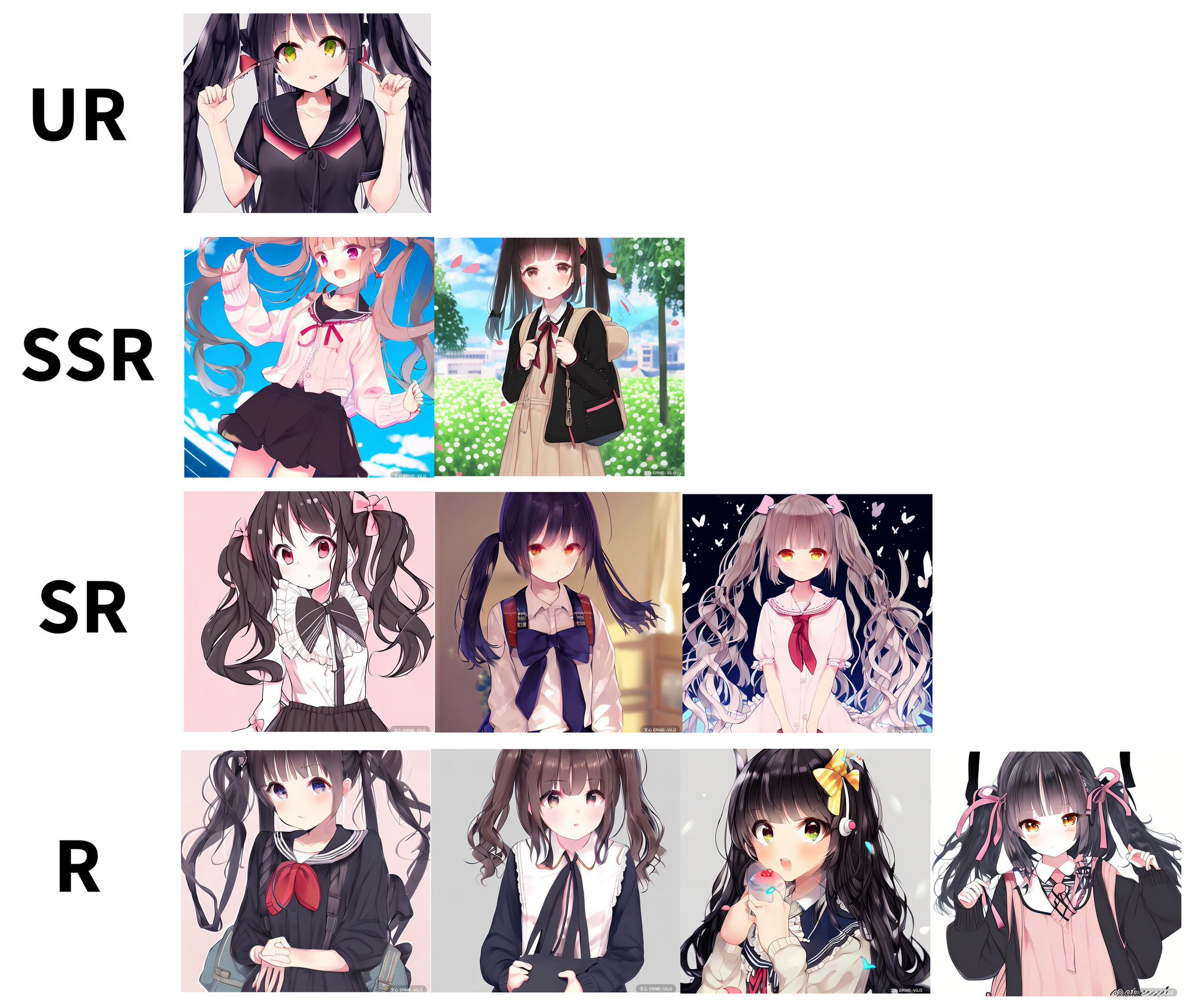 仮称 On Twitter Ernie Vilg二次元画像生成ガチャ体感排出率 Ur 0 1 顔が可愛いかつ手指の描画が完璧 Ssr 2