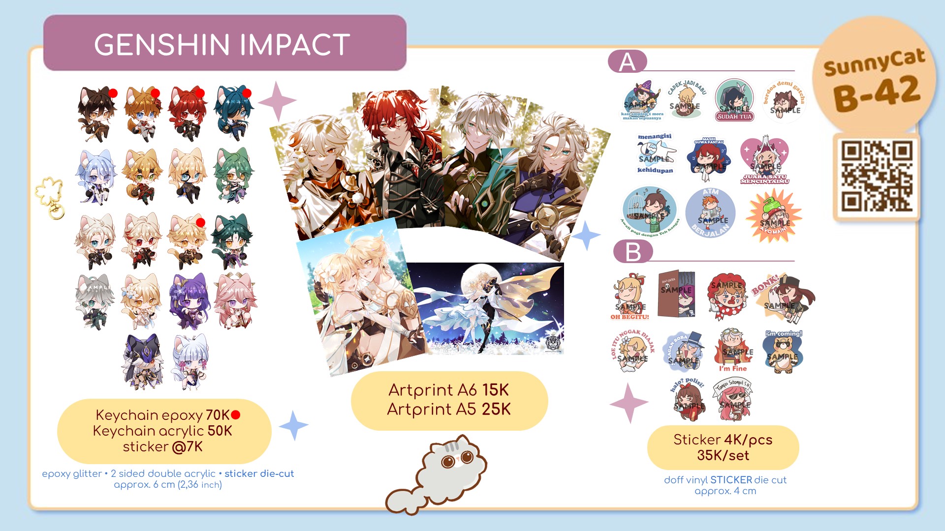 SunnyCat @ CF15 B-42! on Twitter: "2. Genshin Impact Keychain Acrylic/Epoxy, Artprint, Postcard ...