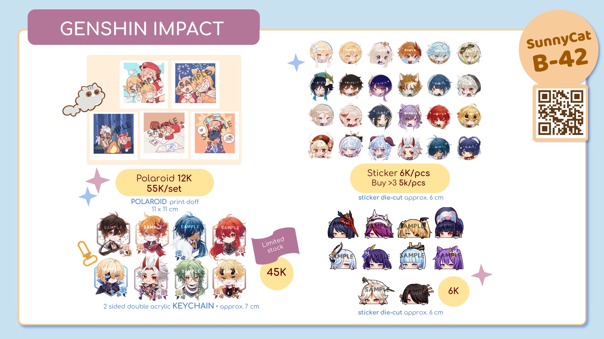 SunnyCat @ CF15 B-42! on Twitter: "2. Genshin Impact Keychain Acrylic/Epoxy, Artprint, Postcard ...