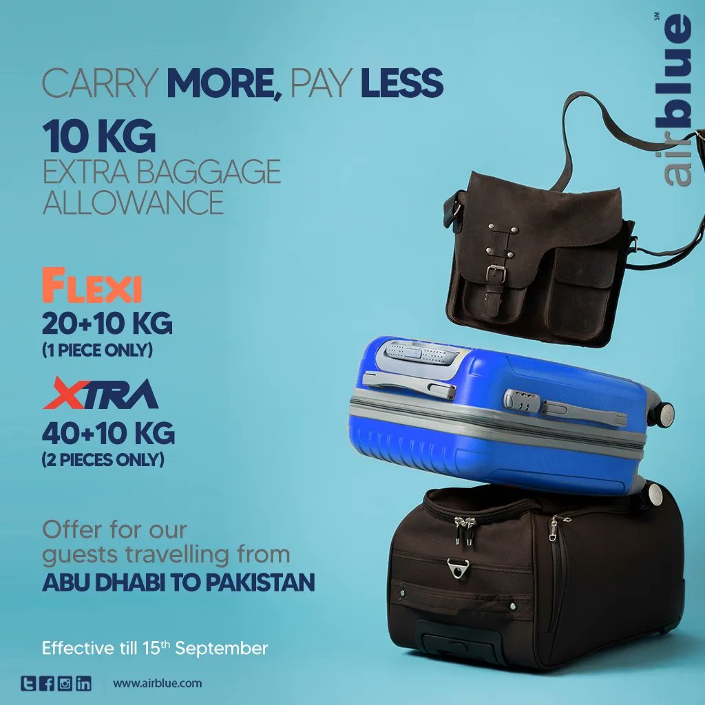 Air blue baggage weight store
