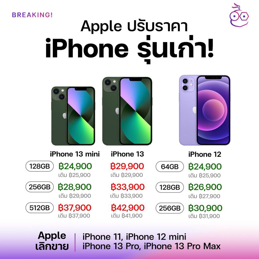 iMoD on Twitter: "Apple ปรับราคา iPhone รุ่นเก่า พร้อมเลิกขาย iPhone 11, iPhone 12 mini, iPhone ...