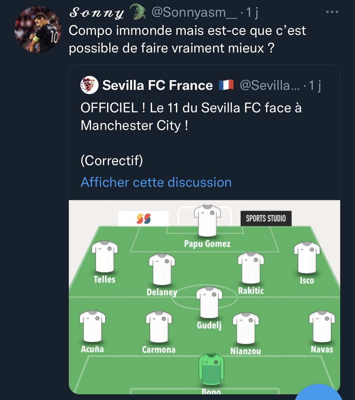 Roni06 on Twitter: "@Sonnyasm__ Et alors j’aime le foot sinon explique moi Pk tu suces Séville c ...