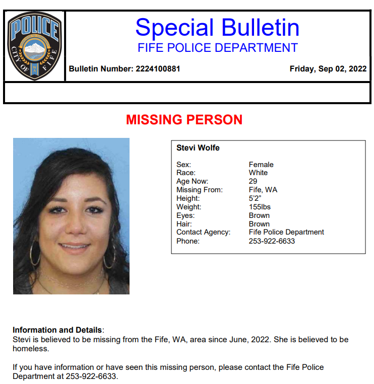Fife Police Dept On Twitter Missing Person Stevi Is Believed To Be
