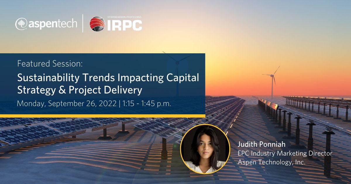 Aspen Technology on Twitter: "Join AspenTech's Judith Ponniah at #IRPC 2022 where she will ...