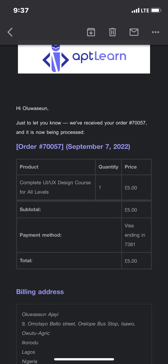 O L U W A S E U N on Twitter: "@aptlearn_io @Kynsofficial This is my payment for the course but ...