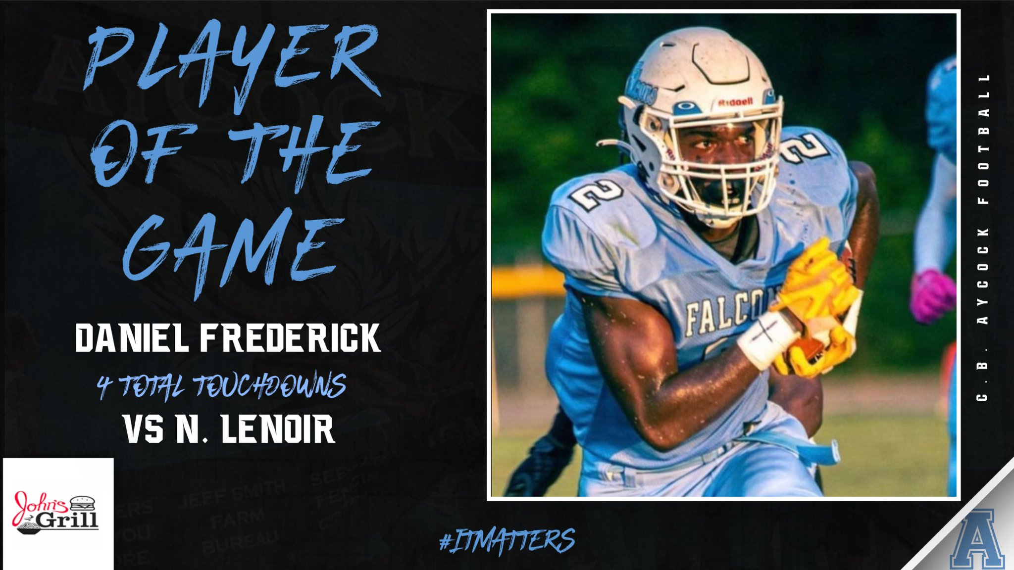 C.B. AYCOCK FOOTBALL on Twitter: "Congratulations to Daniel Frederick for being named Player of ...