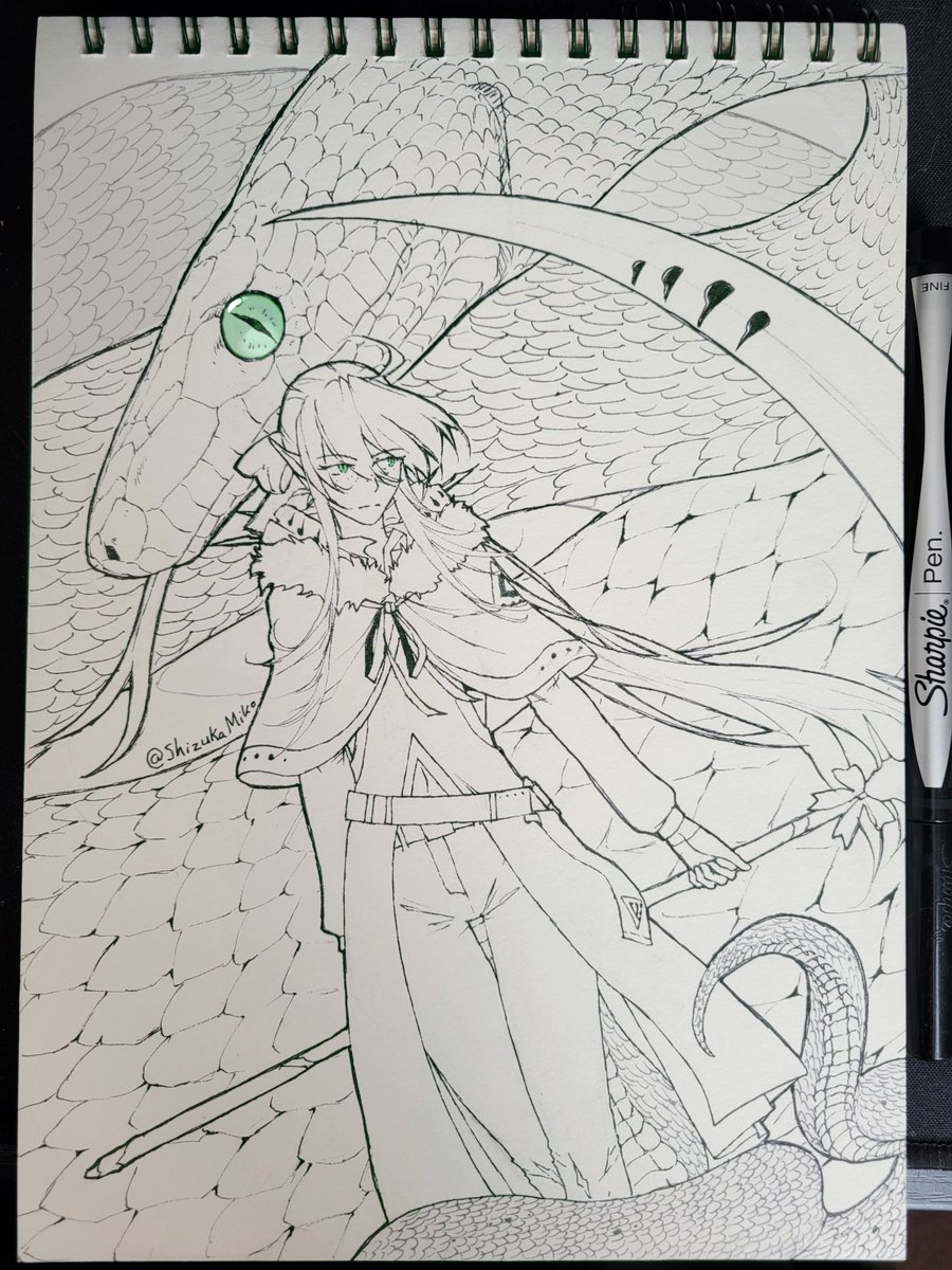 あんスタ「inked drawing of my snake arknights oc, 」|Shizukaの漫画