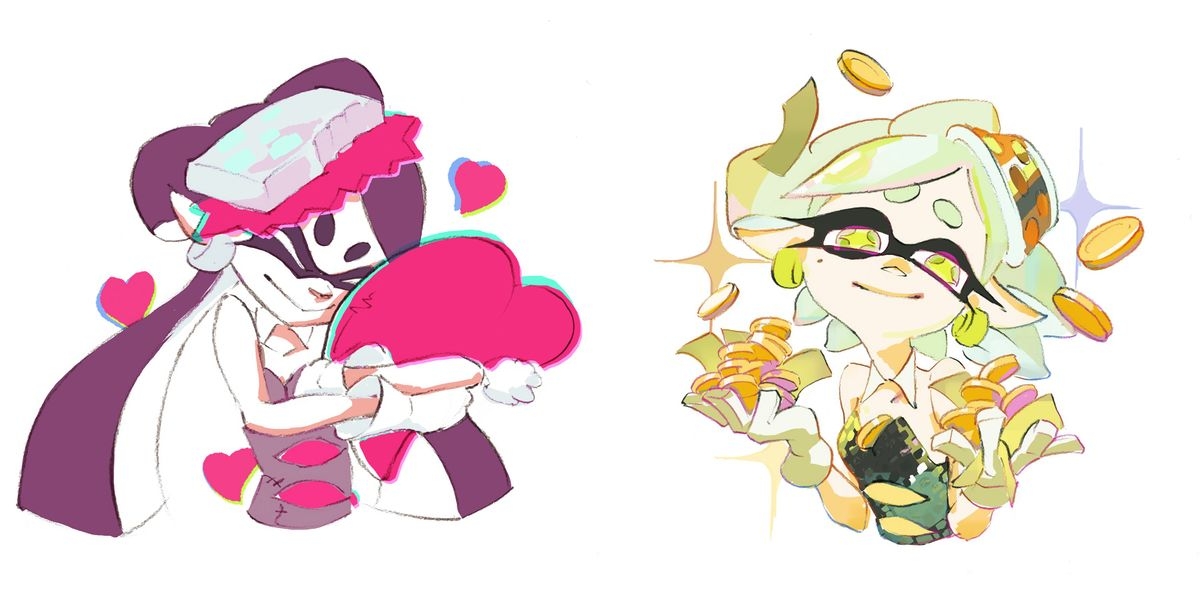 Cool Box Art on Twitter: "Splatoon Splatfest promo art (Love vs. Money, Fancy Party vs. Costume ...