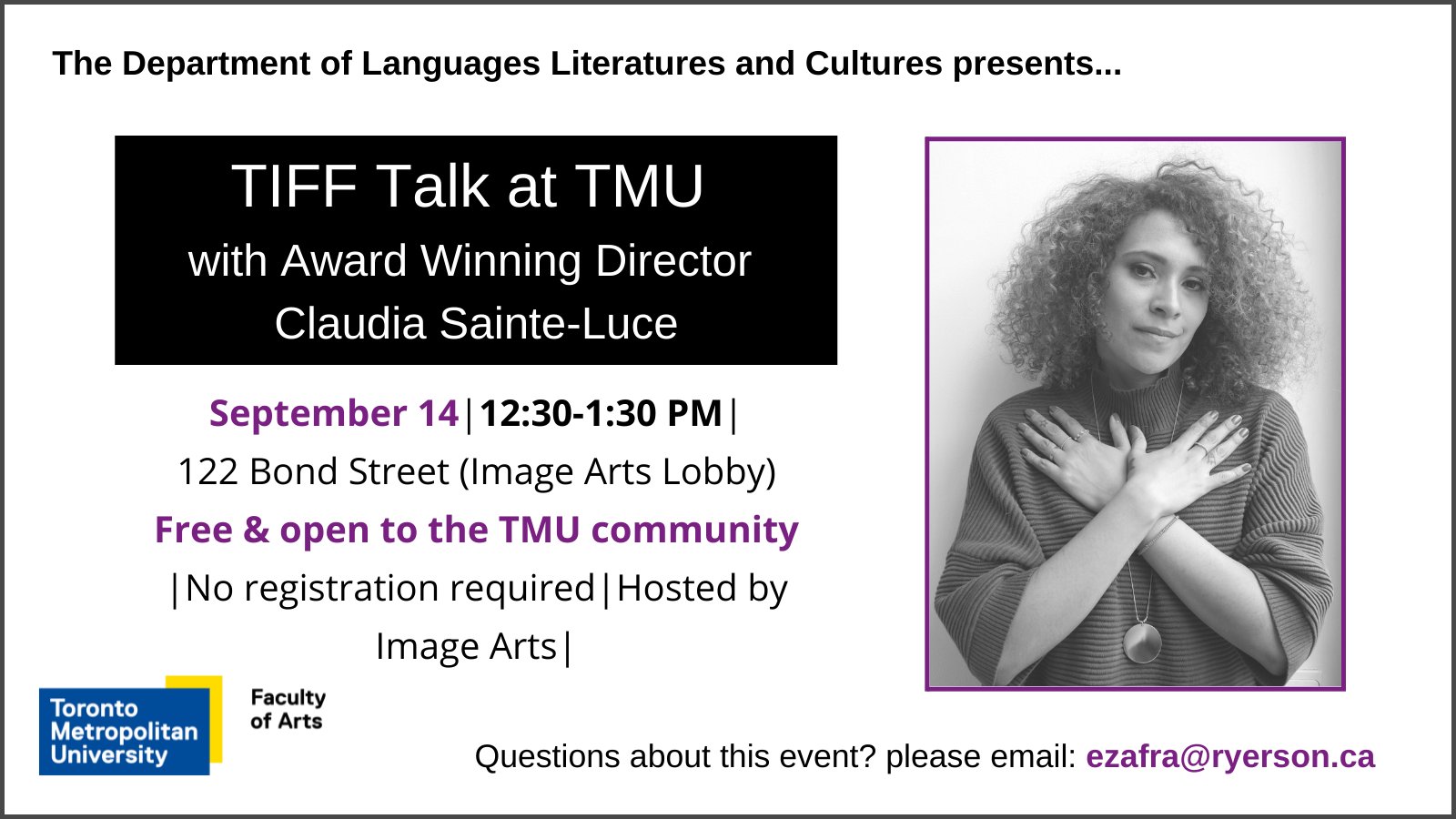 Pamela Sugiman on Twitter: "On Sept 14, attend ‘TIFF Talk at TMU’ for a special opportunity to ...
