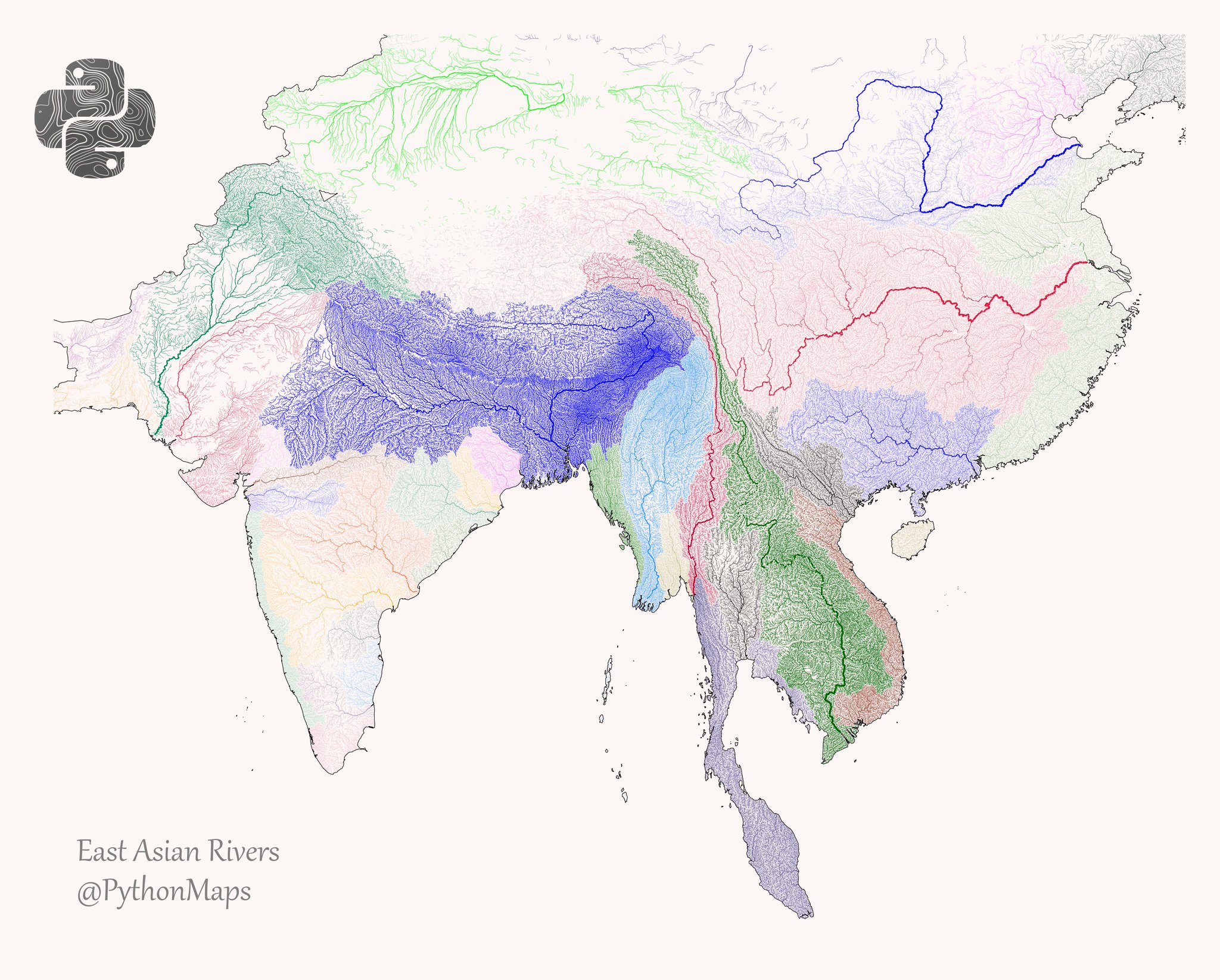 Asia Map Rivers