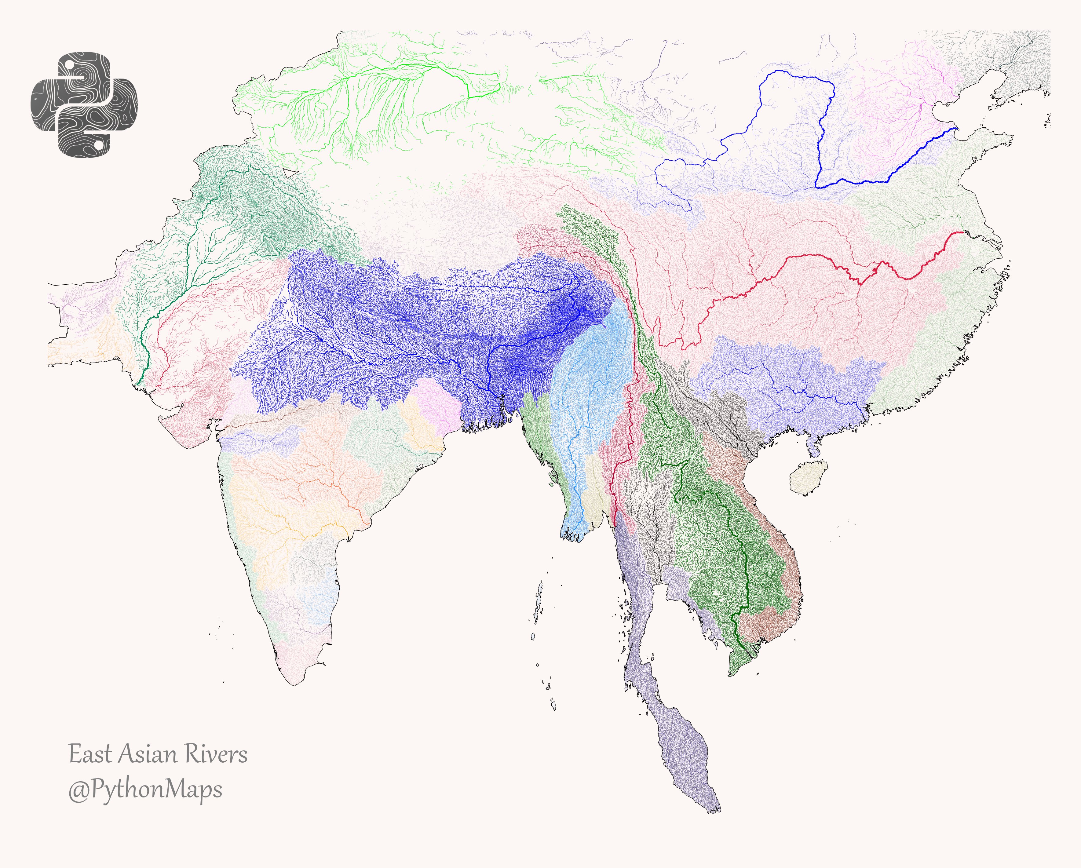 Asia River Map