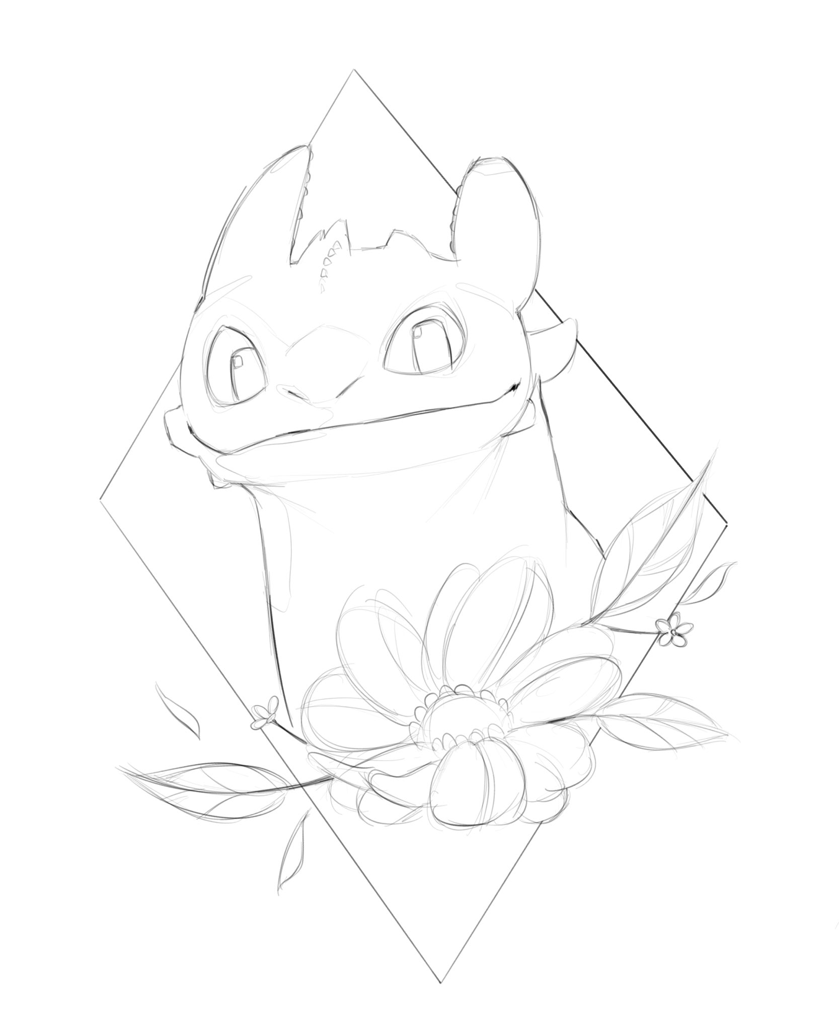 Toothless Dragon Outline