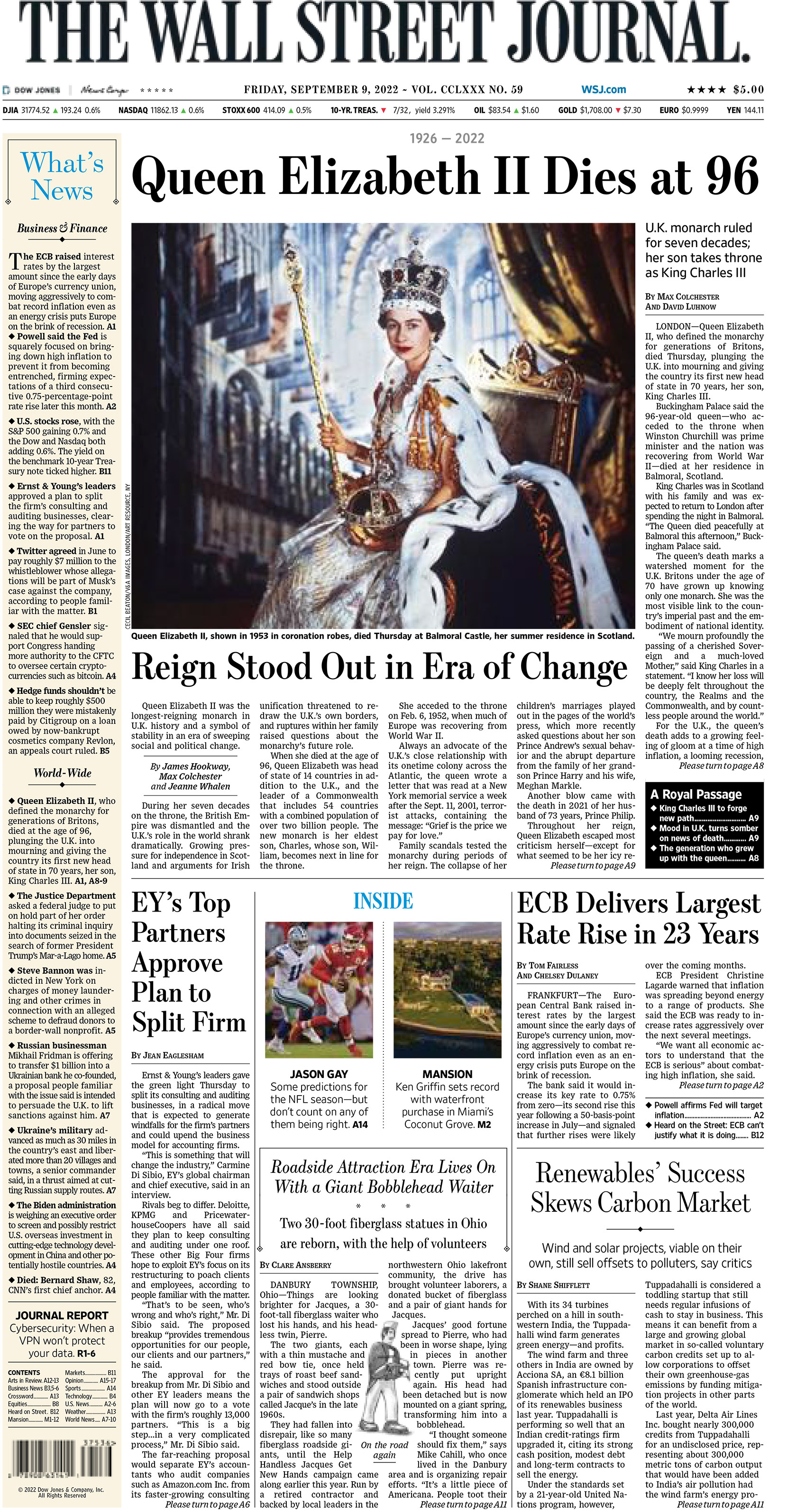 Wall Street Journal Front Page