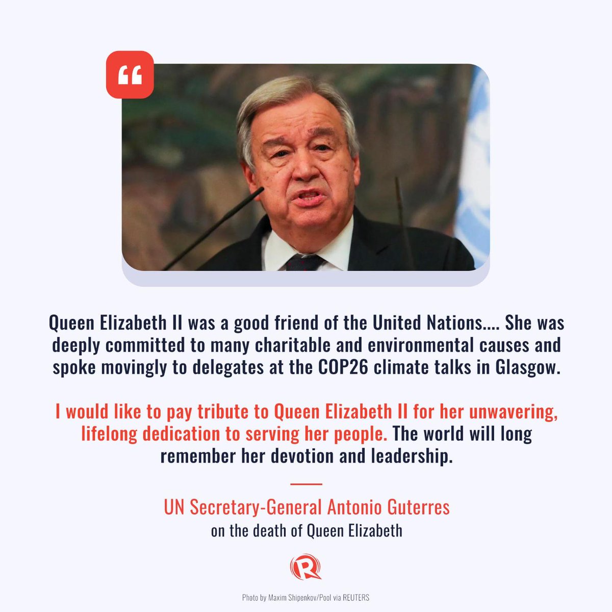 United Nations Secretary-General Antonio Guterres pays tribute to Queen ...