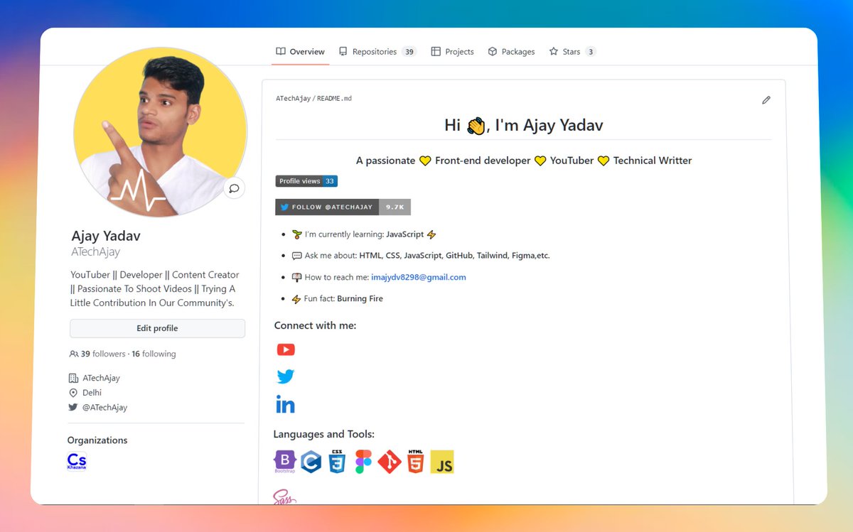 🍭 Customize Your GitHub Profile 🧵 - المسلسل من Ajay Yadav @ATechAjay - رتبها