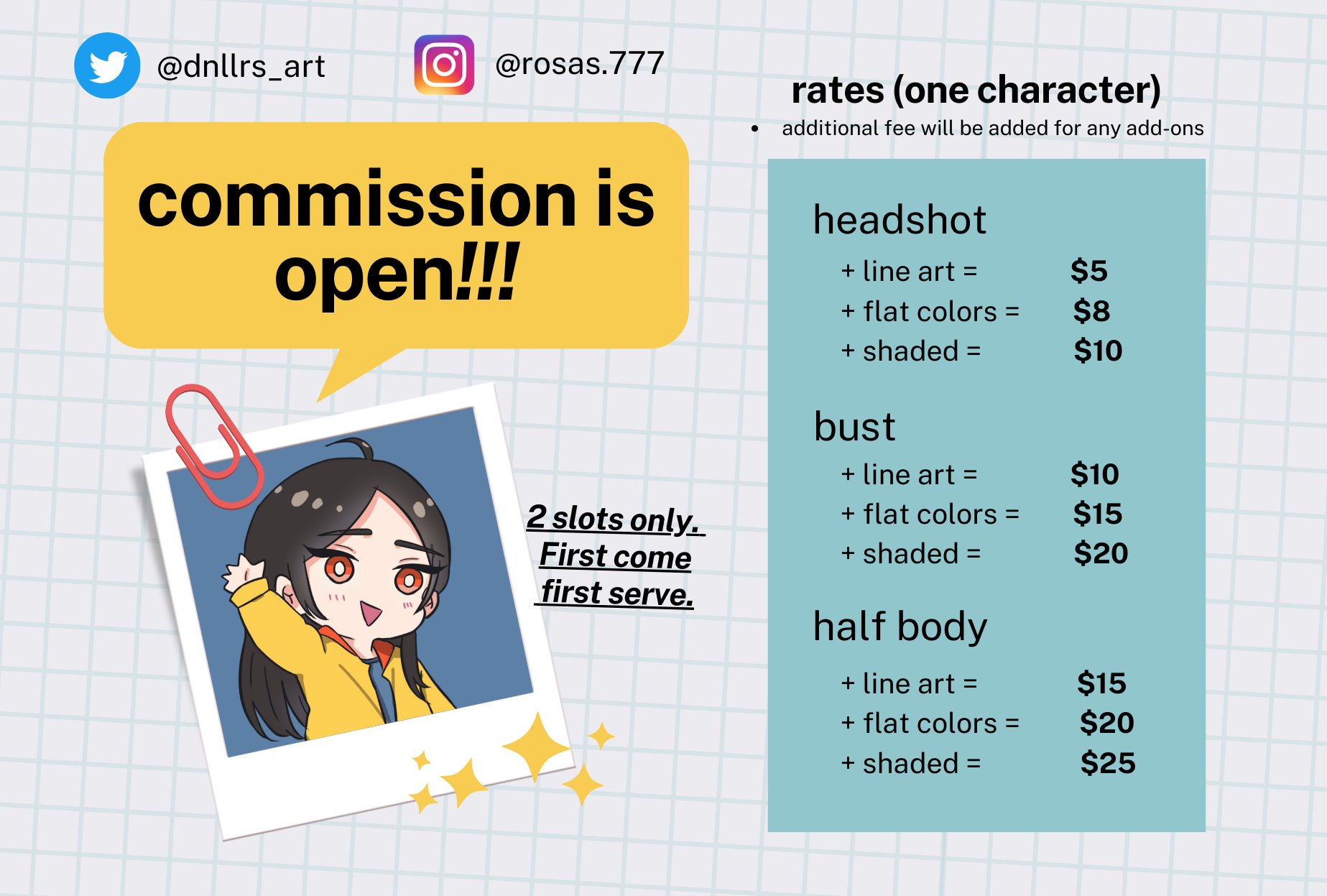 rosette | COMMS WILL BE BACK | on Twitter: "re-posting my commission sheet! i'm open for ...