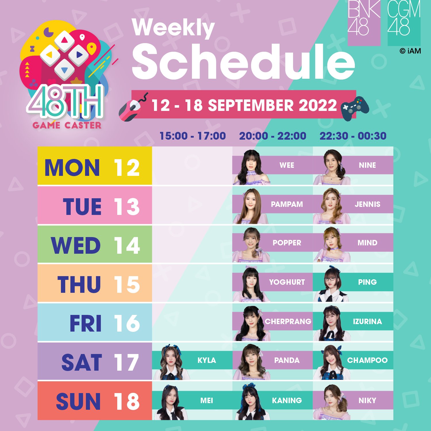 BNK48 #BNK48_Believers ☁️🌟 on Twitter: "🎮Weekly Schedule : 12-18 SEPTEMBER 2022👾 พบกับเหล่า ...