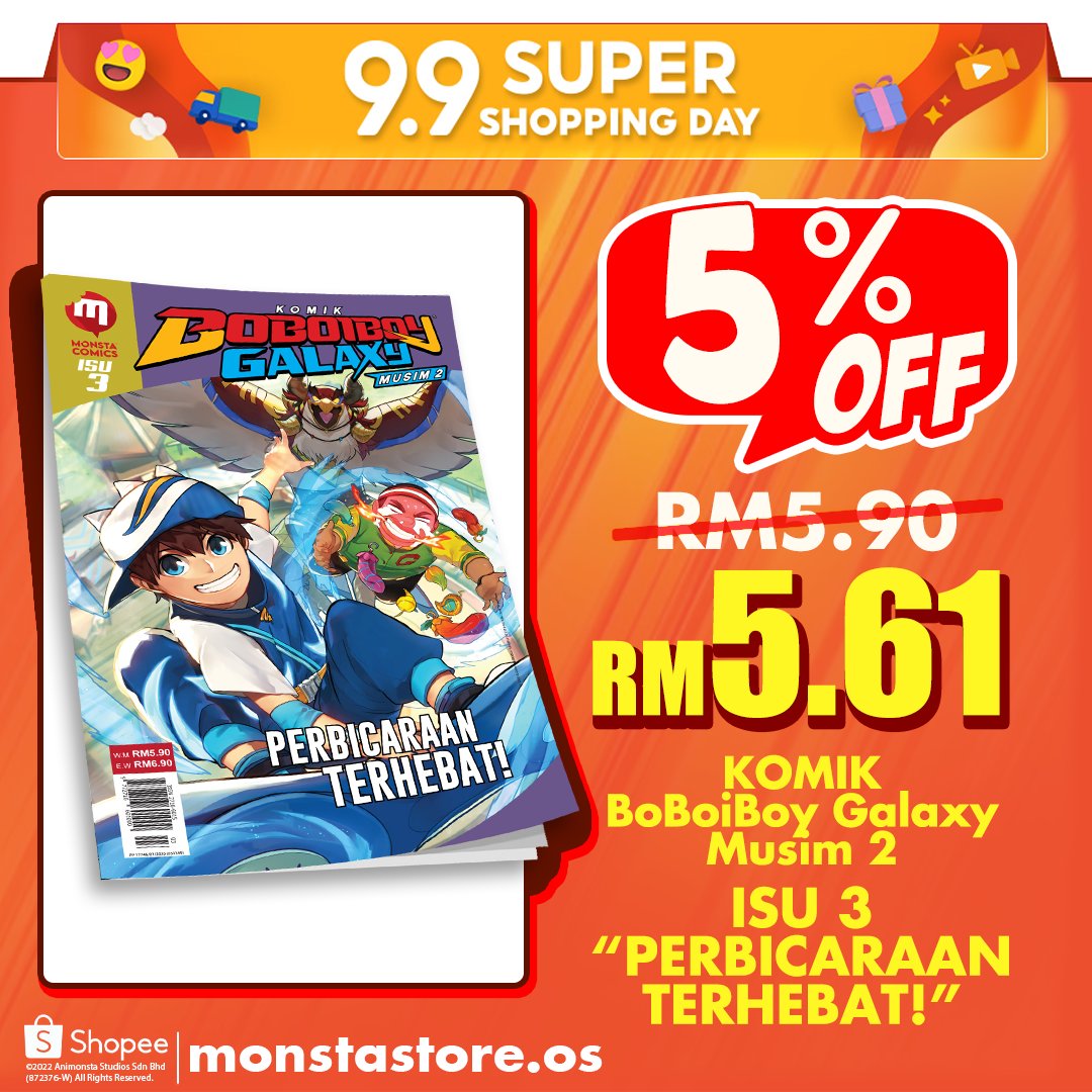 BoBoiBoy on Twitter: "ONLY TODAY! SHOPEE 9.9 SALE on #BoBoiBoy and #PapaZola items! Go to SHOPEE ...