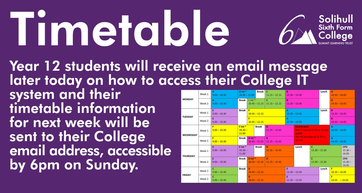 Solihull Sixth Form College on Twitter: "Year 12 students will receive an email message later ...