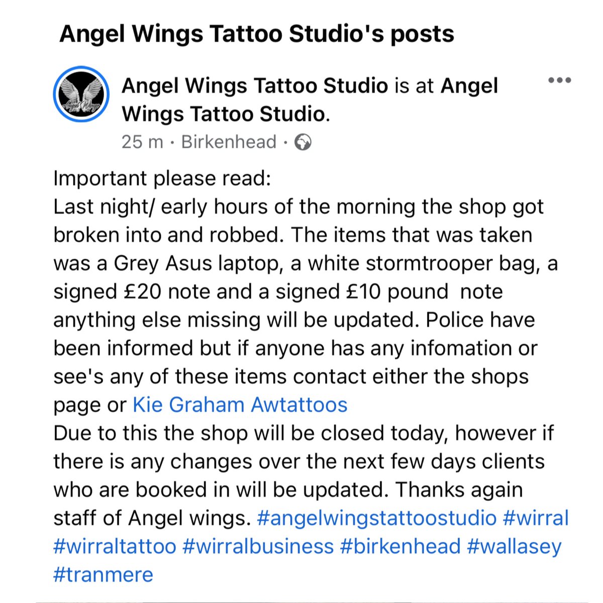 Mr Cee Tattoo © on Twitter: "If anyone hears anything, please get in touch. Another small ...