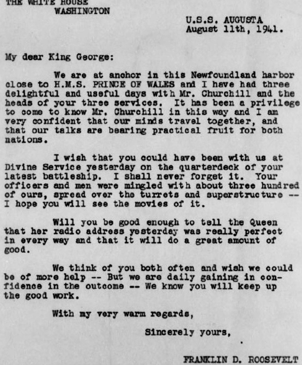 Michael Beschloss on Twitter: "FDR writes private letter to King George ...
