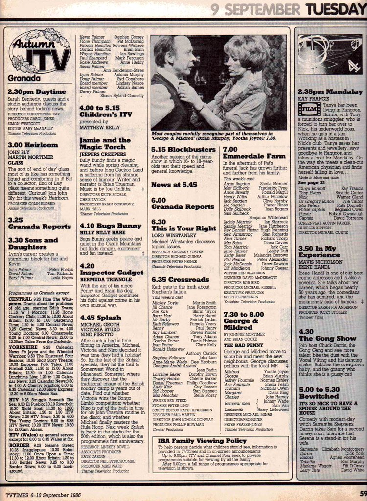Graeme Wood On Twitter Tv📺9 9 86 Itv 4 20 Inspector Gadget 4 45