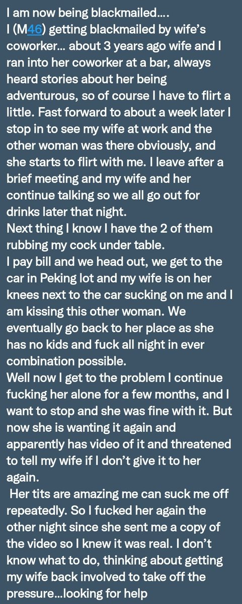 Pervconfession On Twitter He Gets Blackmailed By His Affair