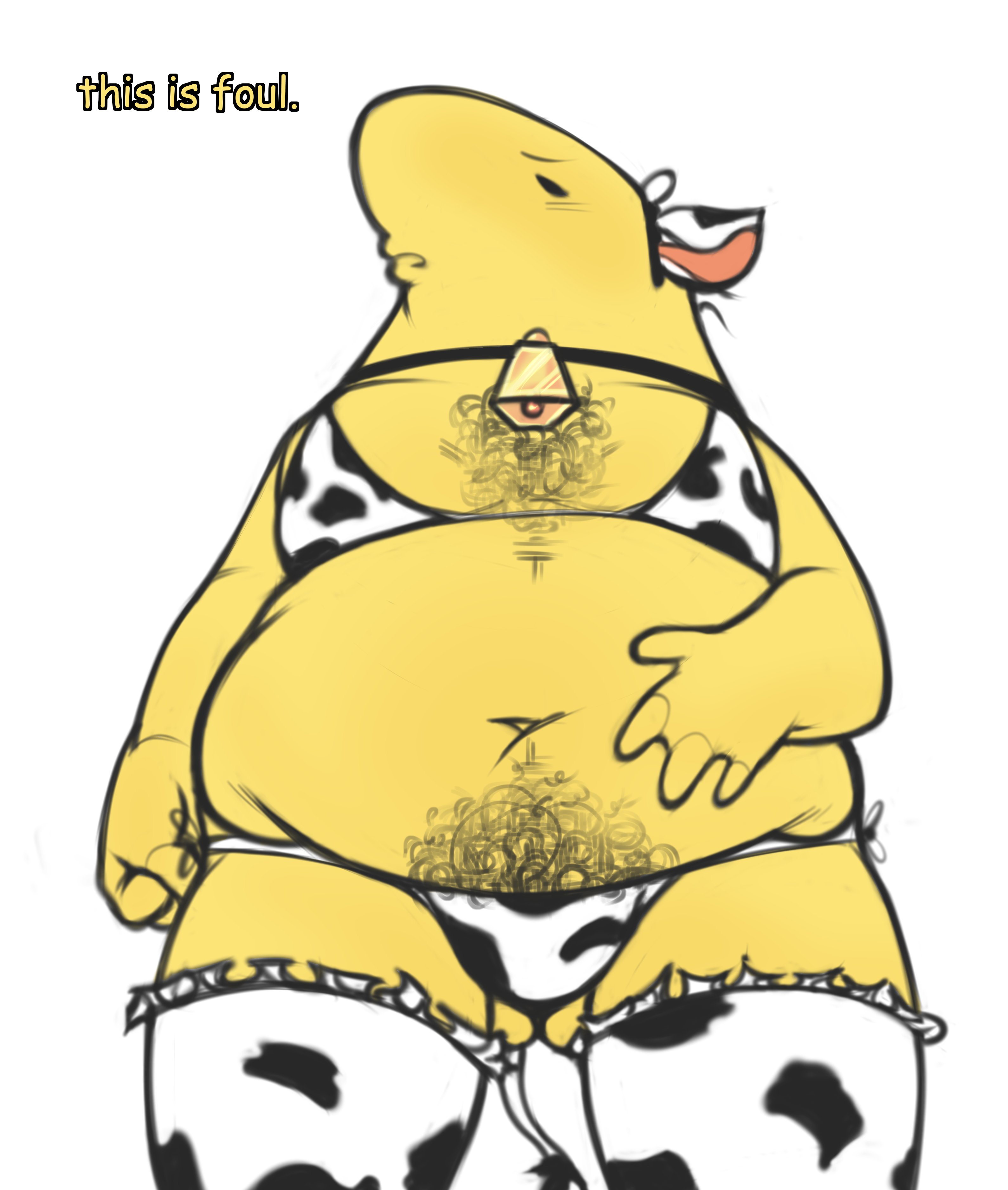 Rule 34 Annoyed Charlie Smiling Friends Chest Hair Collar Cosplay Cow Print Cow Print Bikini