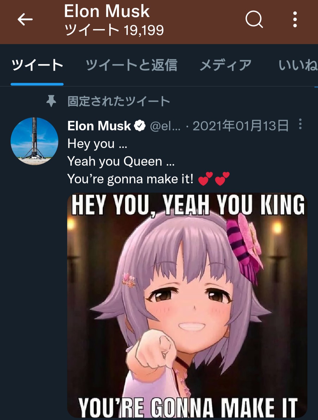 kaneko on Twitter: "ほんまや！ 固定ツイートにしとる！ ええんでっかイーロンマスクP！？ https://t.co/lofMAz9epF" / Twitter