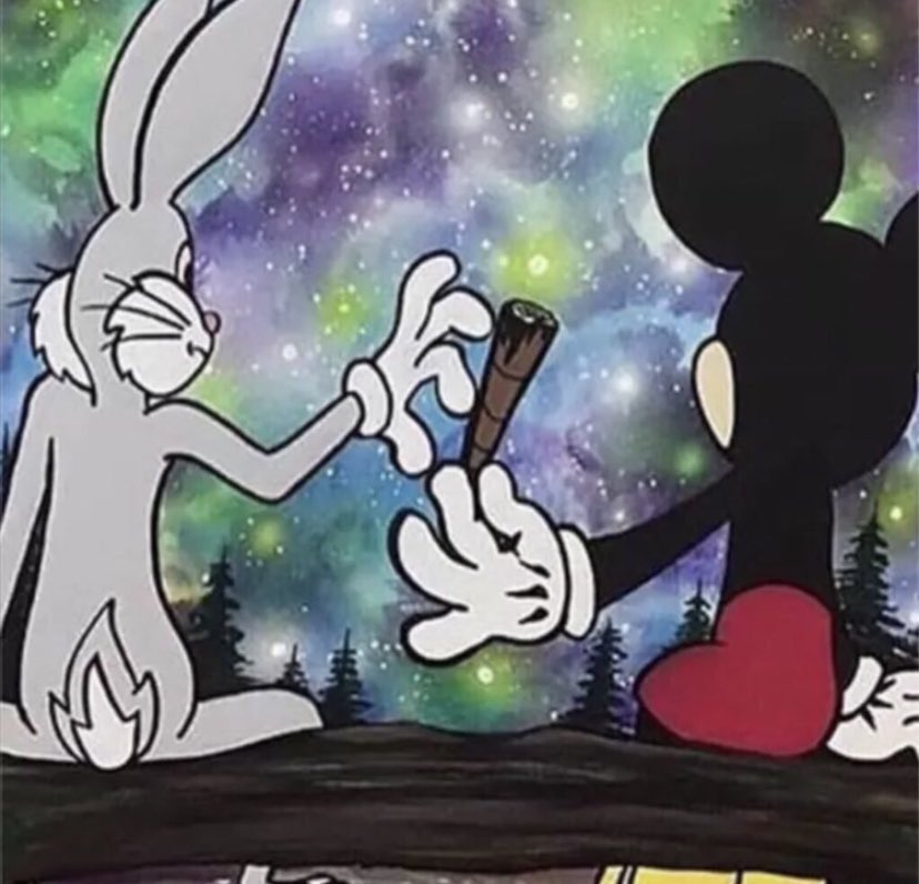 Mickey Mouse And Bugs Bunny Smoking Weed
