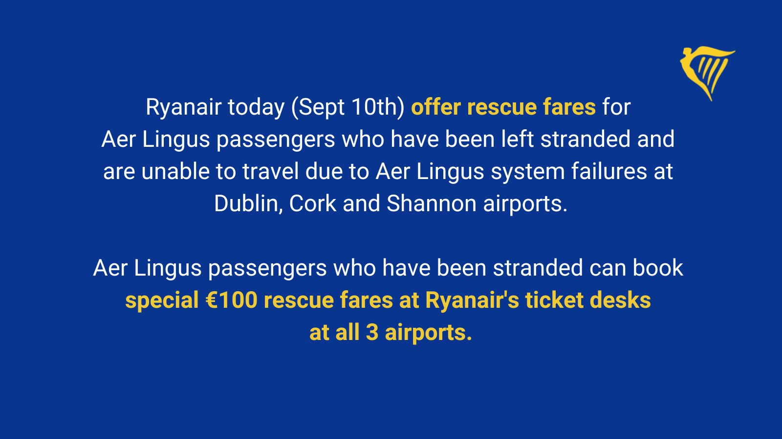 Ryanair On Twitter Ryanair Offers Rescue Fares For Stranded Aer