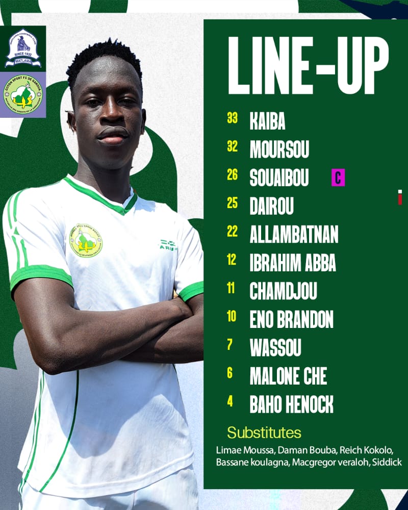 Composition du Coton Sport contre Matlama FC en CAF Champions League