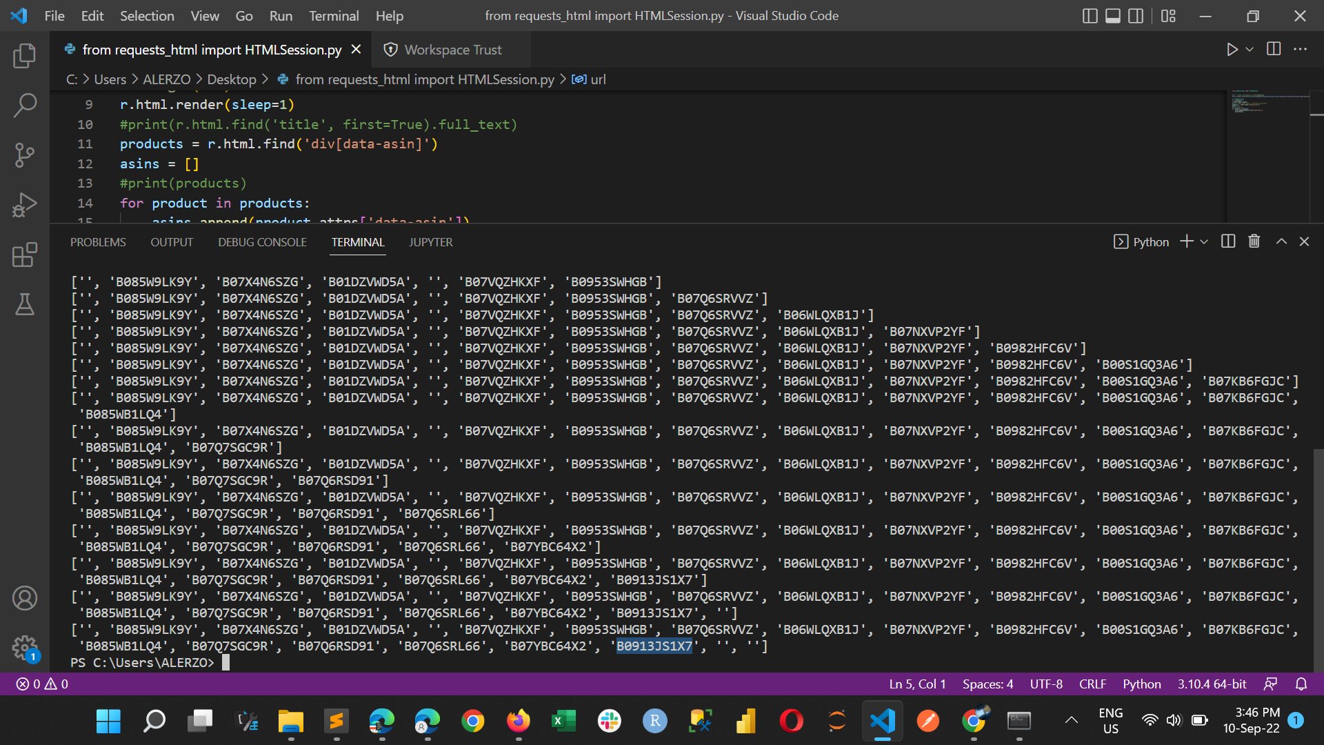 Donald Genes 📈 on Twitter: ""Python" scrapper of Amazon client competitors ASIN for comparative ...