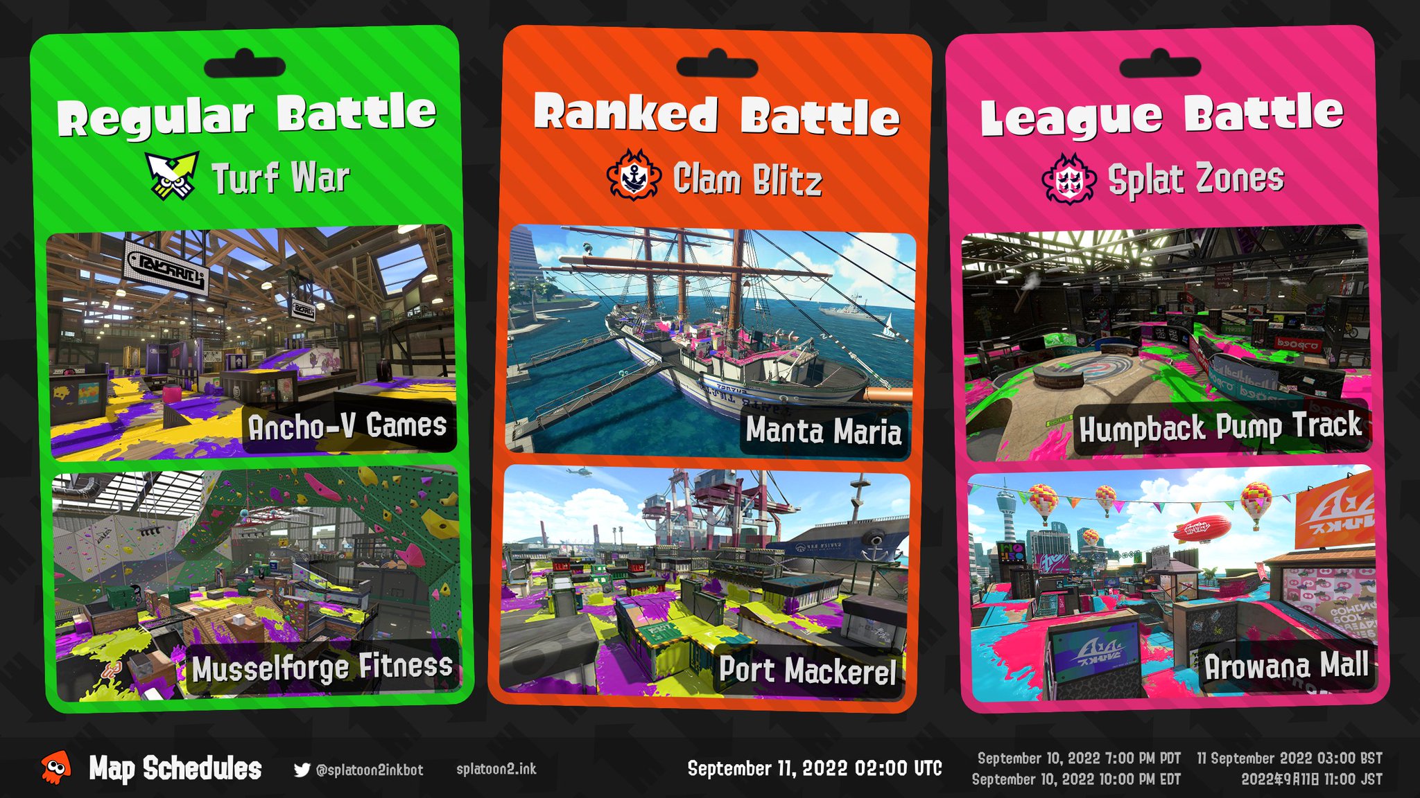 Splatoon2.ink on Twitter: "Splatoon 2 map rotation: Ranked game mode: Clam Blitz, League game ...