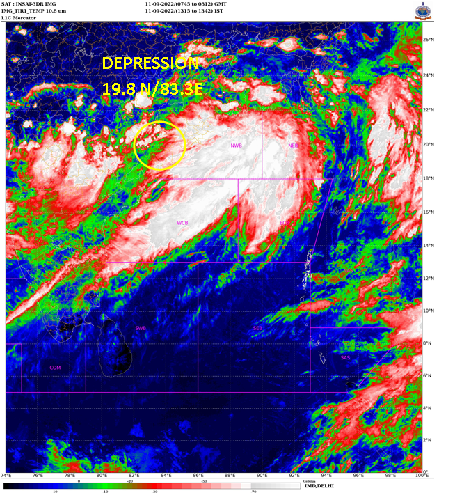 India Meteorological Department on Twitter: "Depression over south Odisha moved west ...