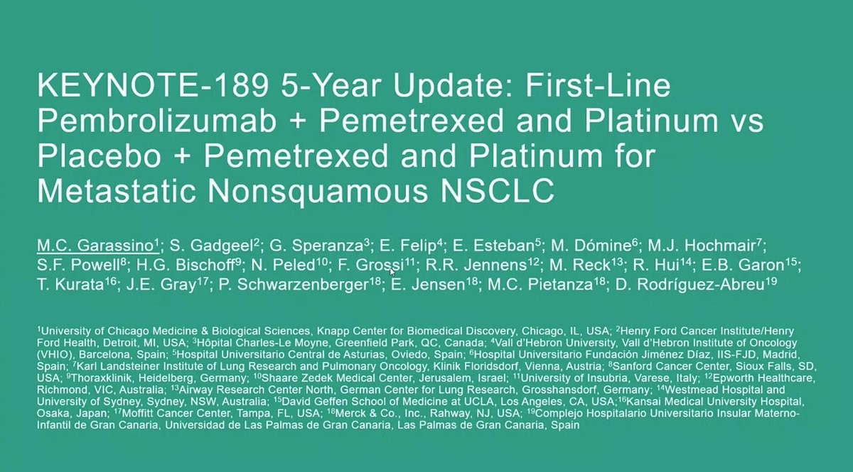 Manuel Dómine on Twitter: "KEYNOTE-189: 5-Y Update: The study that changed the standard ...
