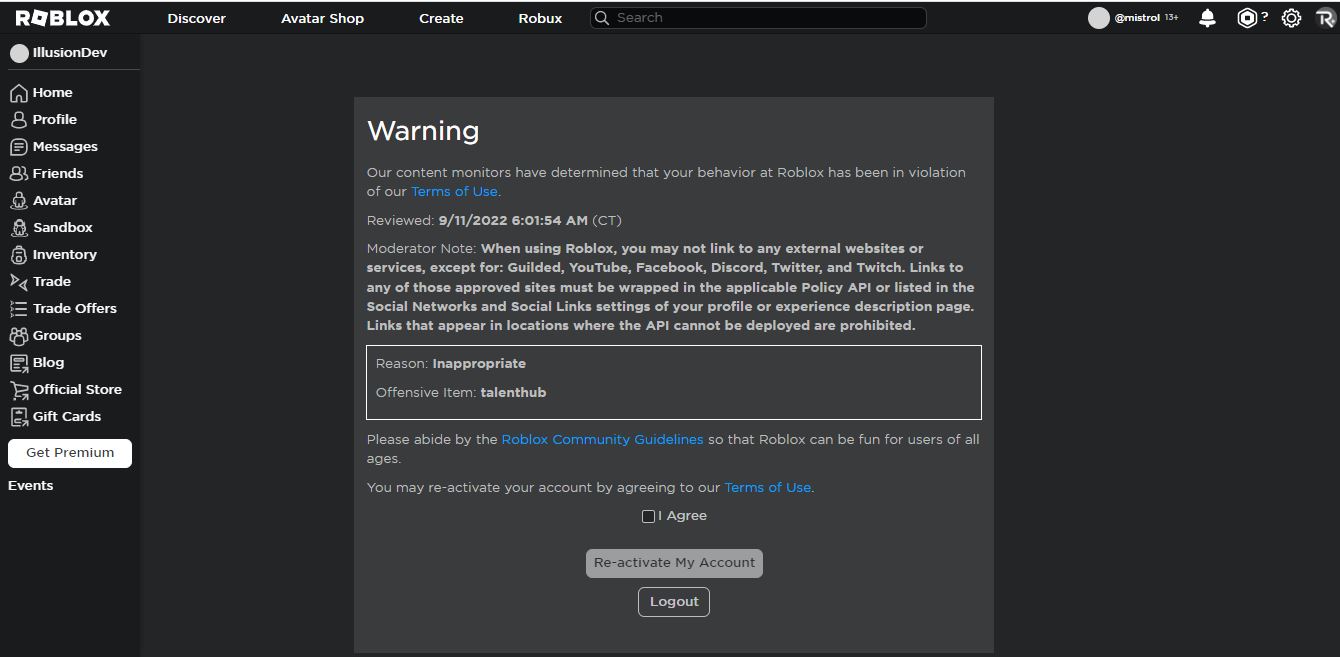IllusionDev on Twitter: "Roblox moderation sucks😂#Roblox #RobloxDev https://t.co/TcIPS2HdTx ...