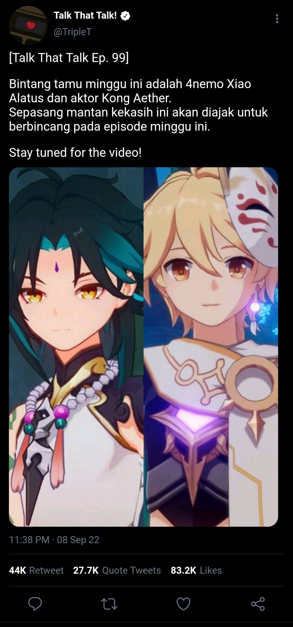 GABUNG KOMUNITAS FANFIC 📌 on Twitter: "Au! cw // bxb , xiao x aether — xiaother; Talk That Talk ...