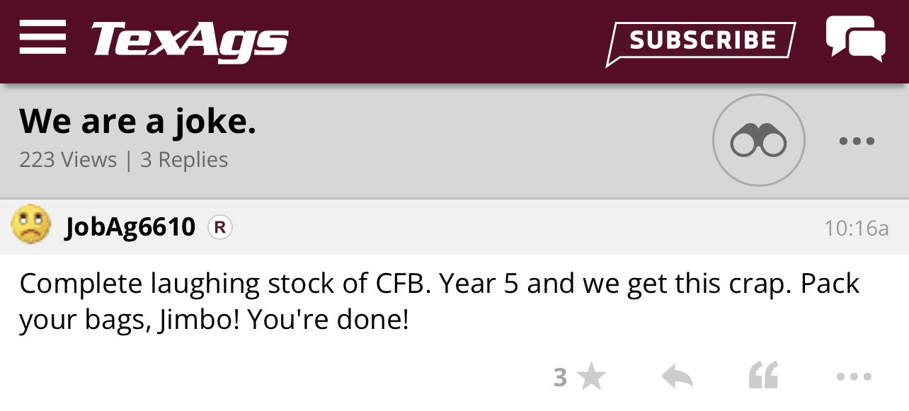 Message Board Geniuses on Twitter: "Pack your bags Jimbo! #GigEm #FireEverybdoy https://t.co ...
