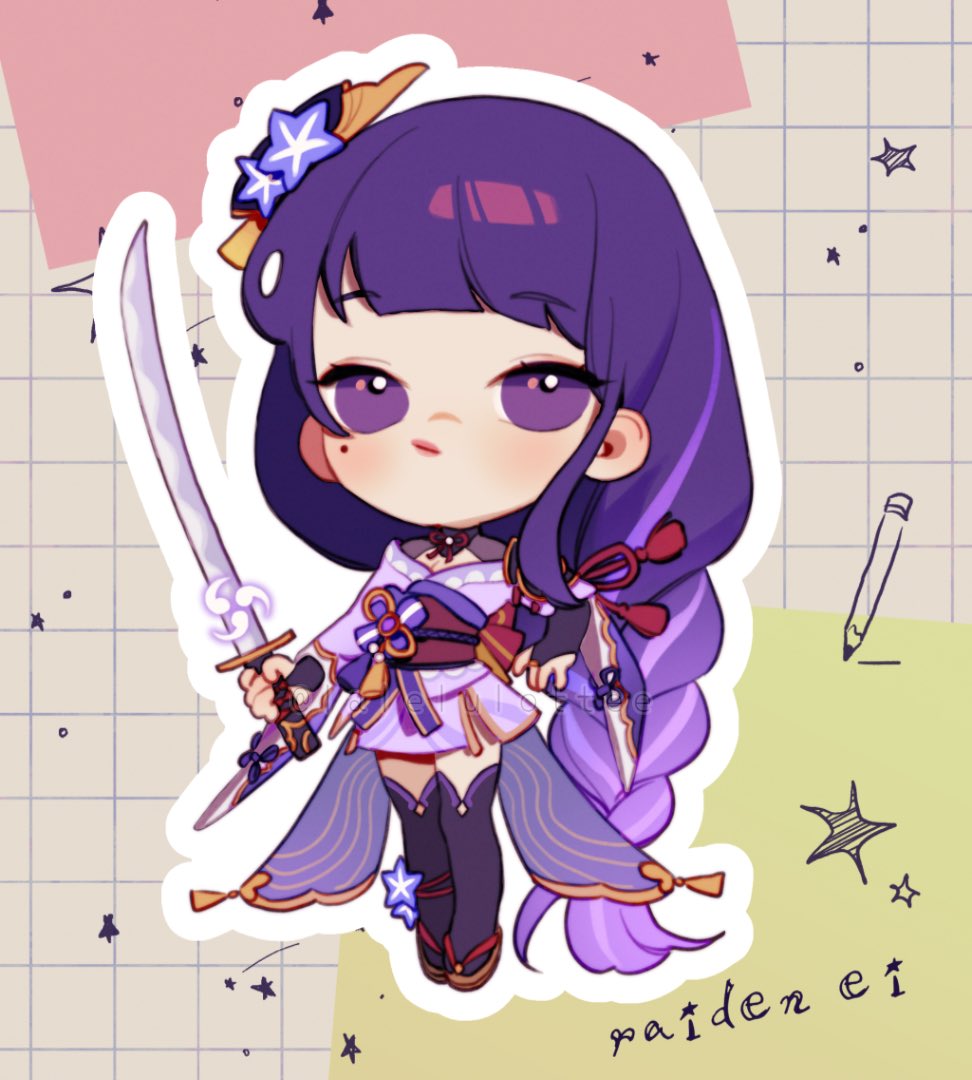 雷神バアル 「eimiko chibis #GenshinImapct #原神 」|lotte 🌙のイラスト