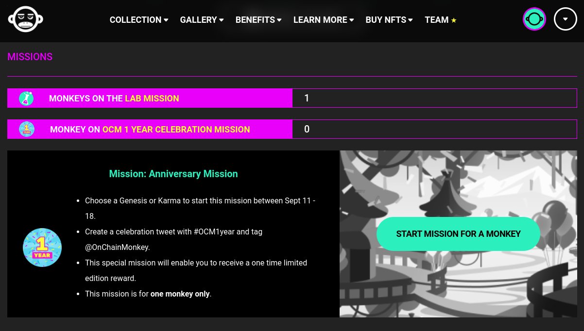 OnChainMonkey (🍌,🍌) on Twitter: "🍌Start your OCM 1 Year Anniversary Mission🍌 This Mission begins ...