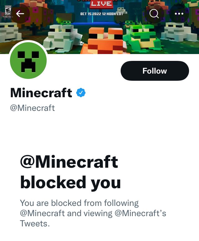 Gree on Twitter: "@Minecraft This tweet got me blocked by Minecraft. Not sure how I feel about ...
