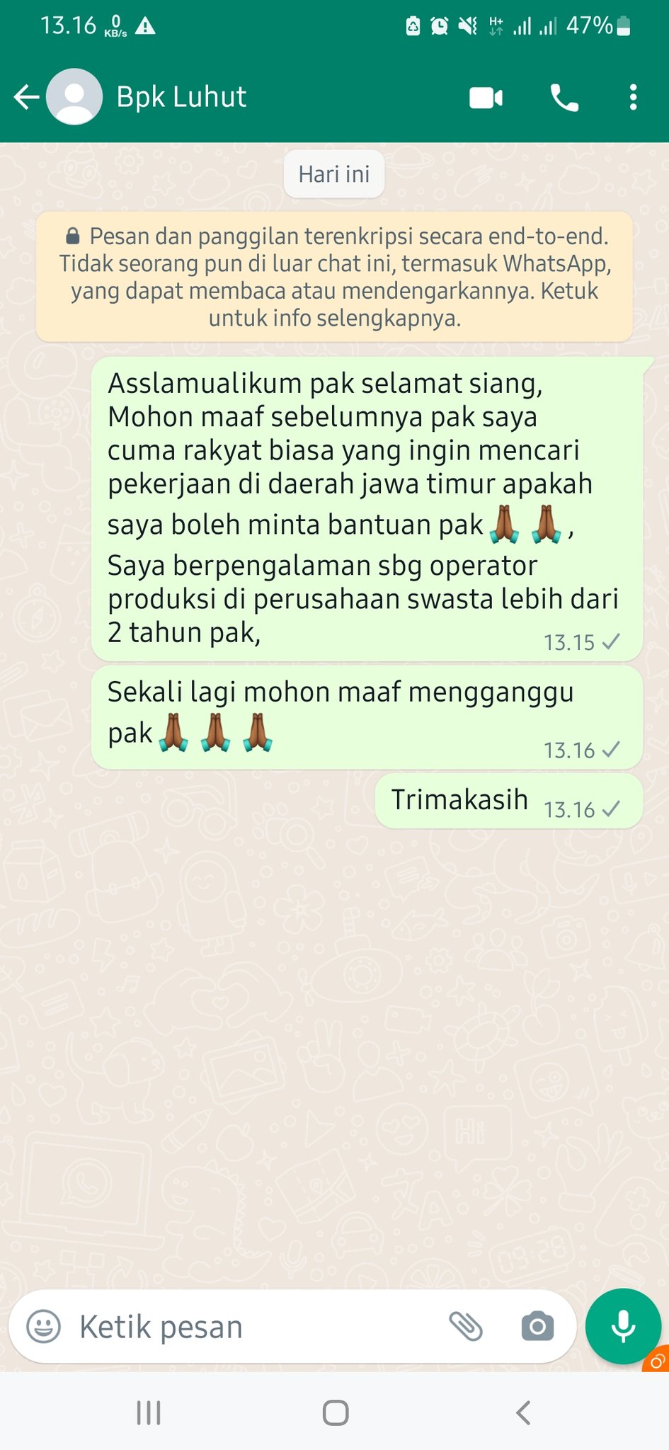 Frendi chou on Twitter: "@RizkyFelixs19 Doa in dpt kerja bro, spa tau bisa via org dlm🙏🙏🙏 https ...