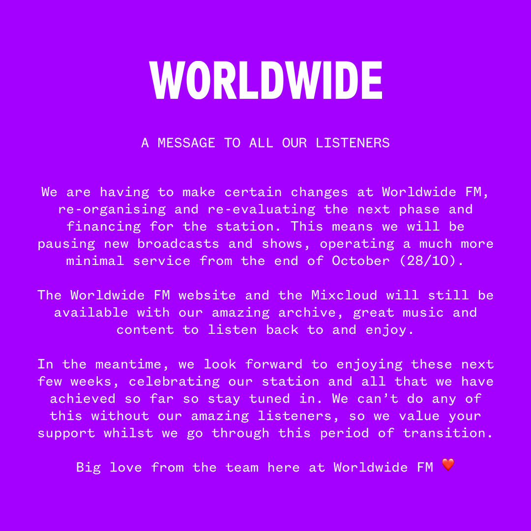 Worldwide FM on Twitter: "Big love from the Worldwide FM crew 💜 https://t.co/1T1N1zbvUs" / Twitter