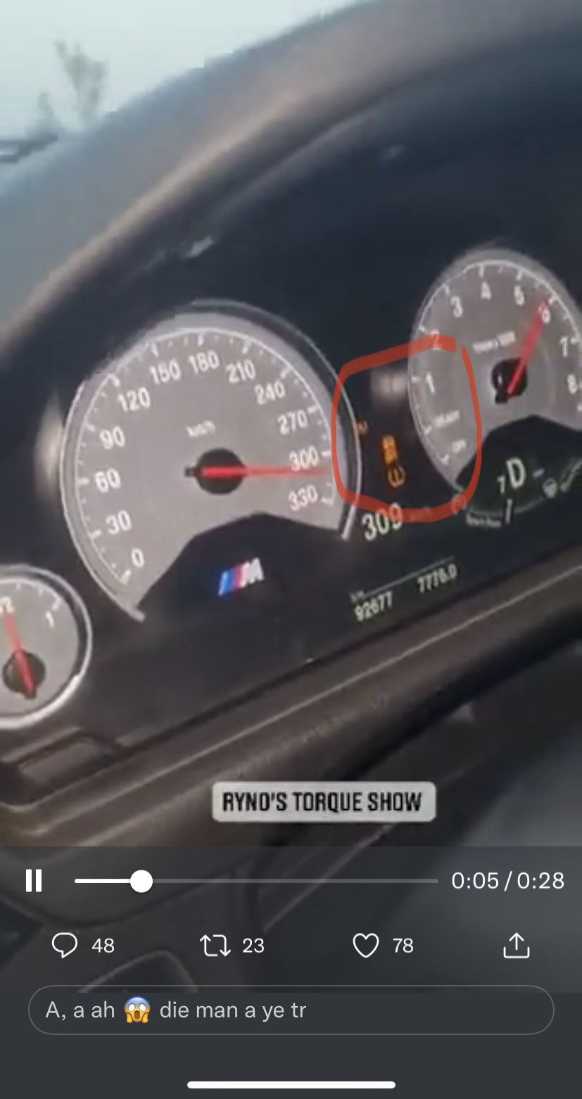 The Guy on Twitter: "@kulanicool Tyre warning at 309km/h 🙆🏽‍♂️ nka kaka 😟 https://t.co ...