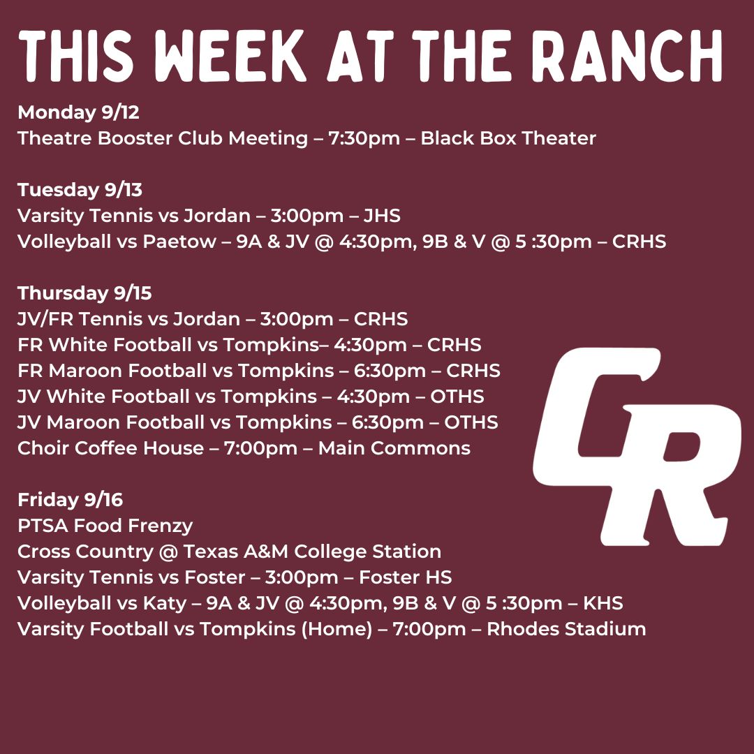Cinco Ranch High School on Twitter: "All that is happening this week at The Ranch! #CPOE https ...