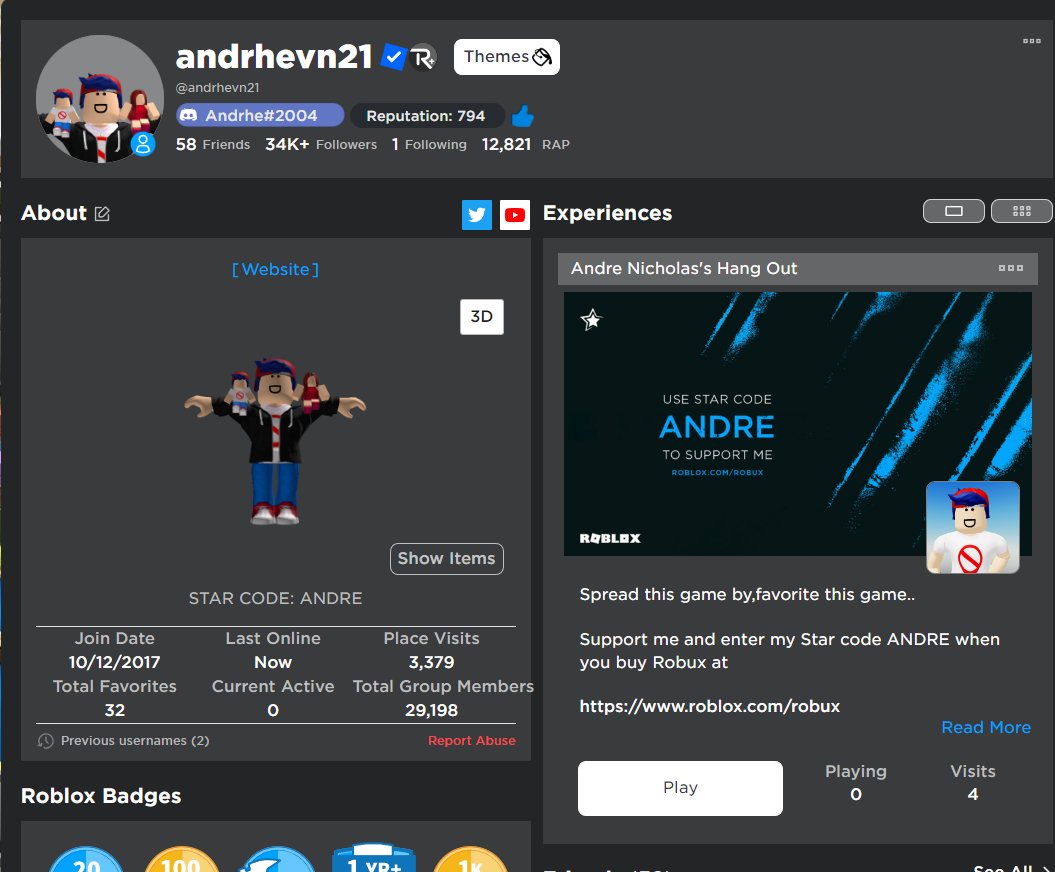 ⭐ 𝐂𝐎𝐃𝐄: 𝐀𝐍𝐃𝐑𝐄 on Twitter: "Finally, Got Verified On Roblox! https://t.co/KOCBuStWAw" / Twitter