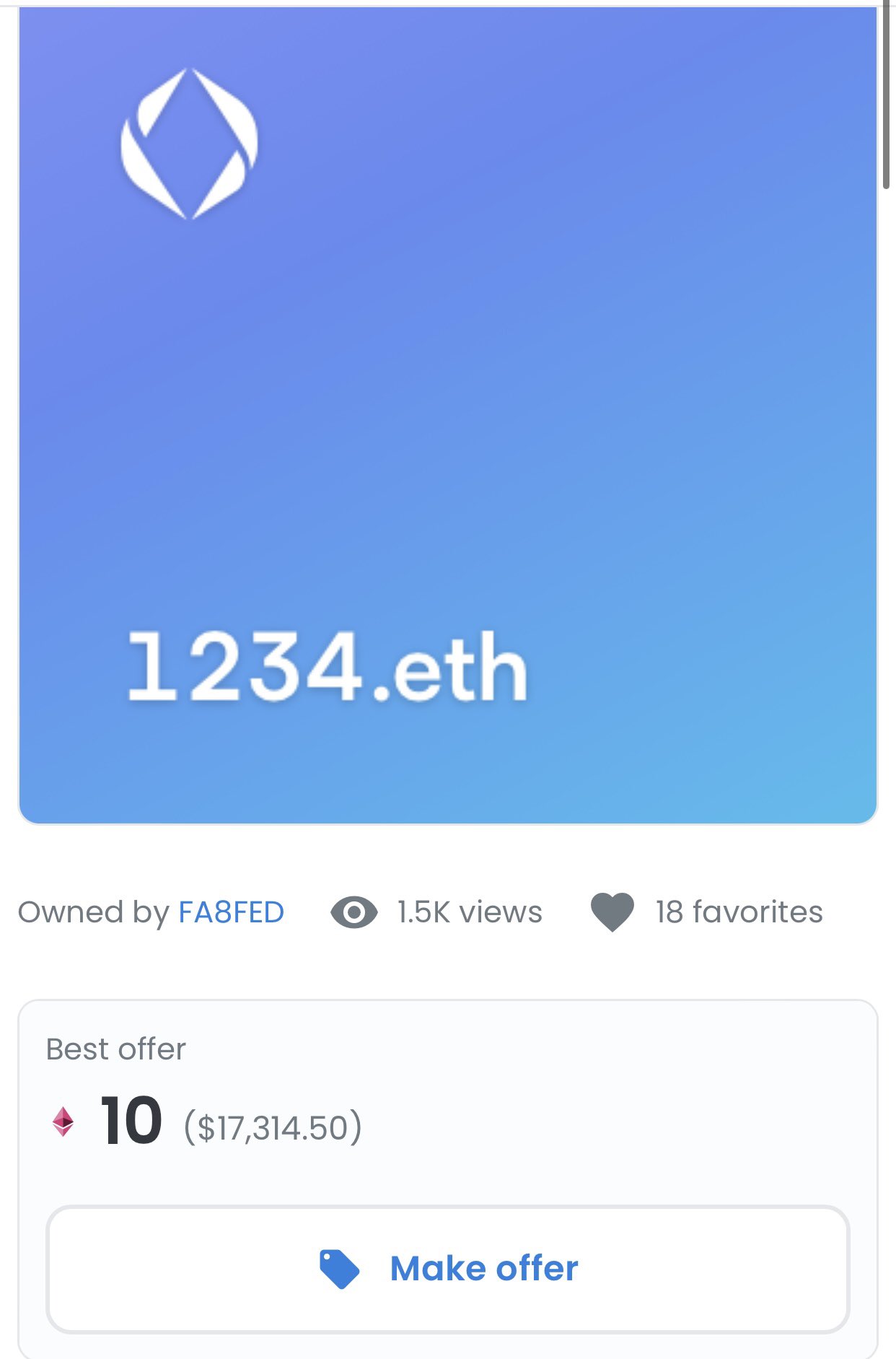 vac.eth • ٨٦٦.eth on Twitter: "That offer is almost disrespectful! Offer 12.34ETH 🤝📈 #ENS https ...
