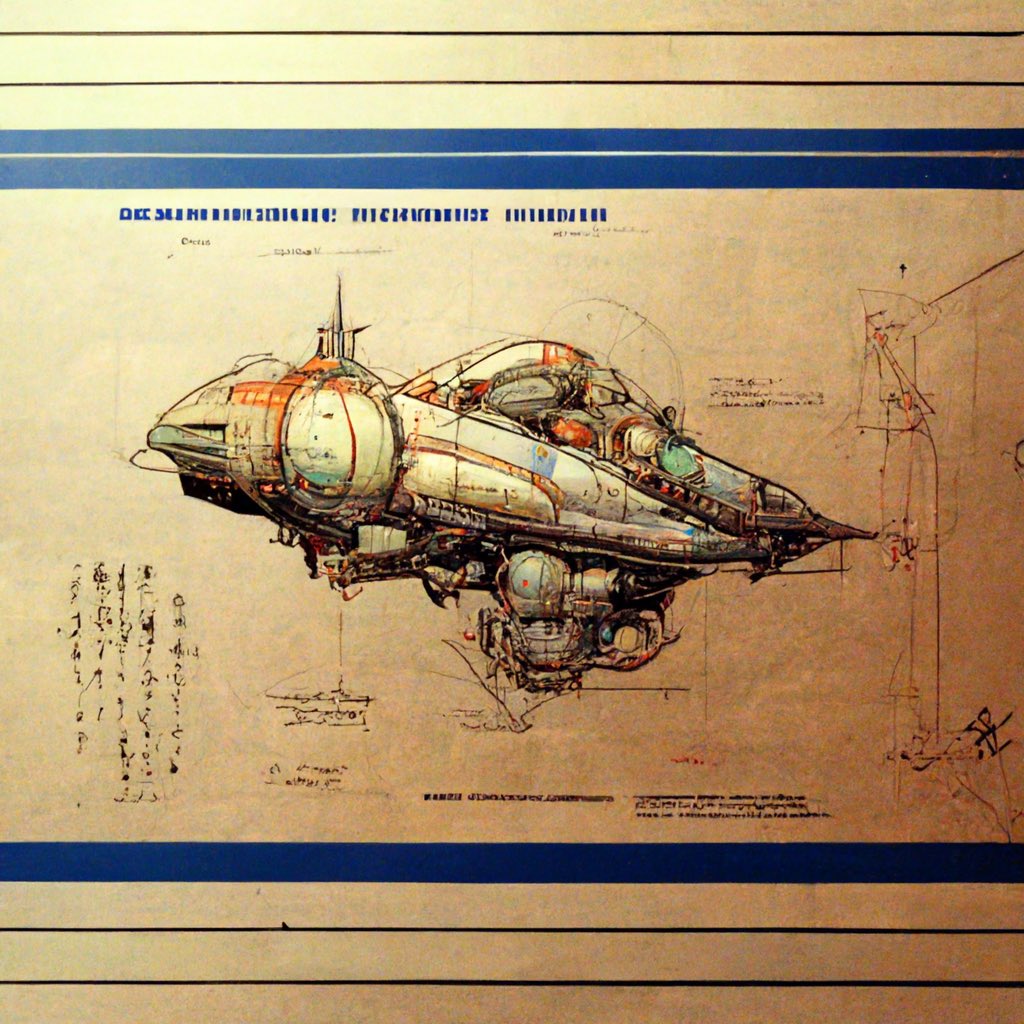 More Midjourney spaceship blueprints. Prompt : spaceship design ...